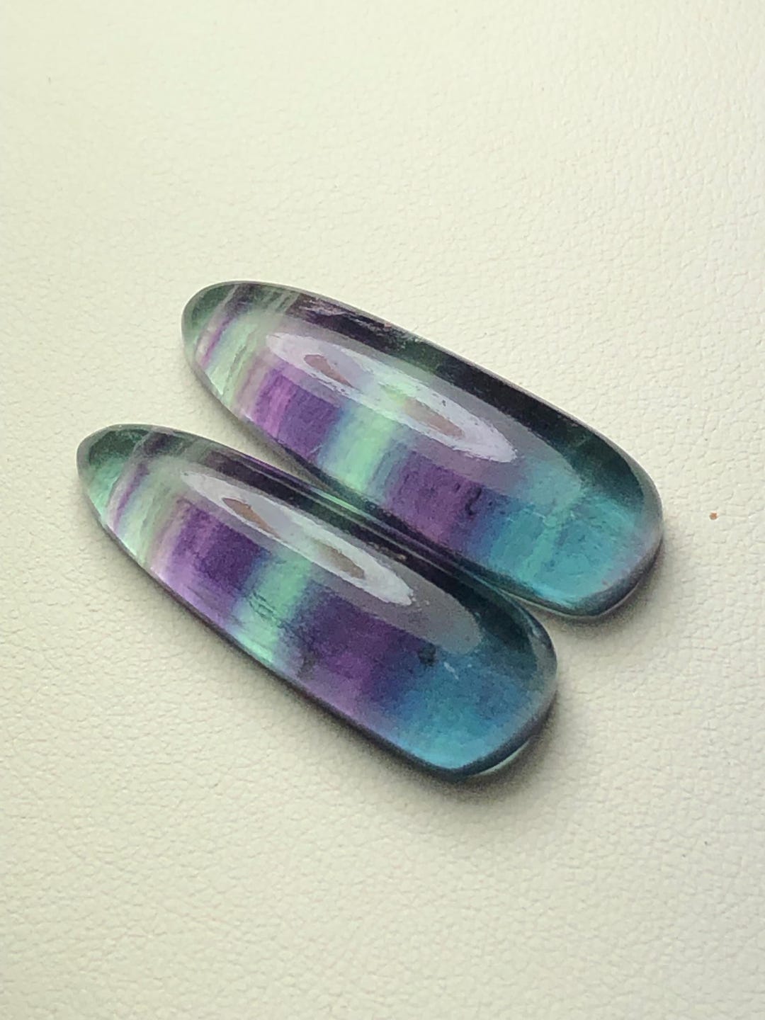 Fluorite Cabochon Pair 48ct – Rainbow Healing Display Crystals - Etsy