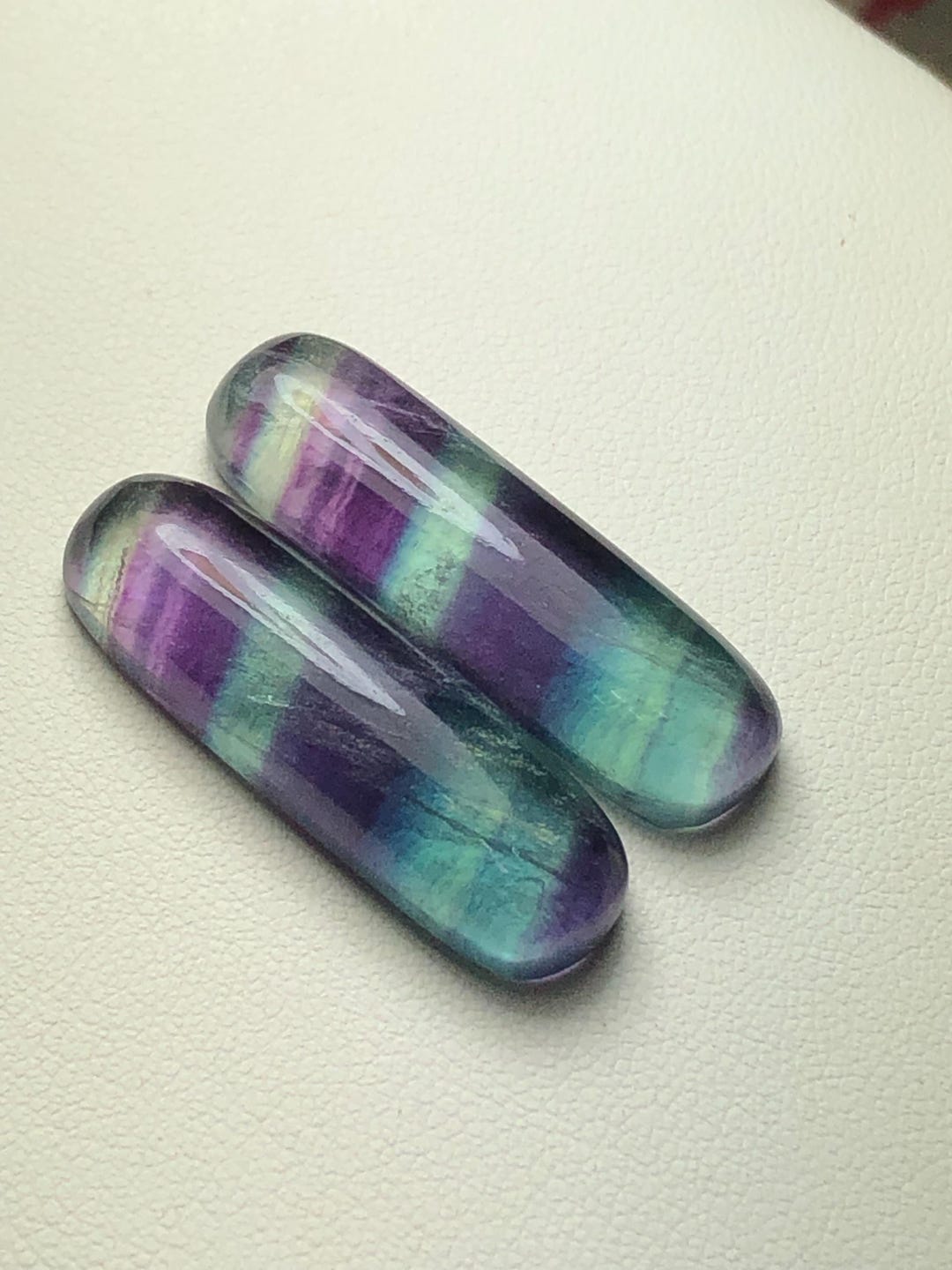 Fluorite Cabochon Pair 52 Ct – Rainbow Healing Display Crystals - Etsy