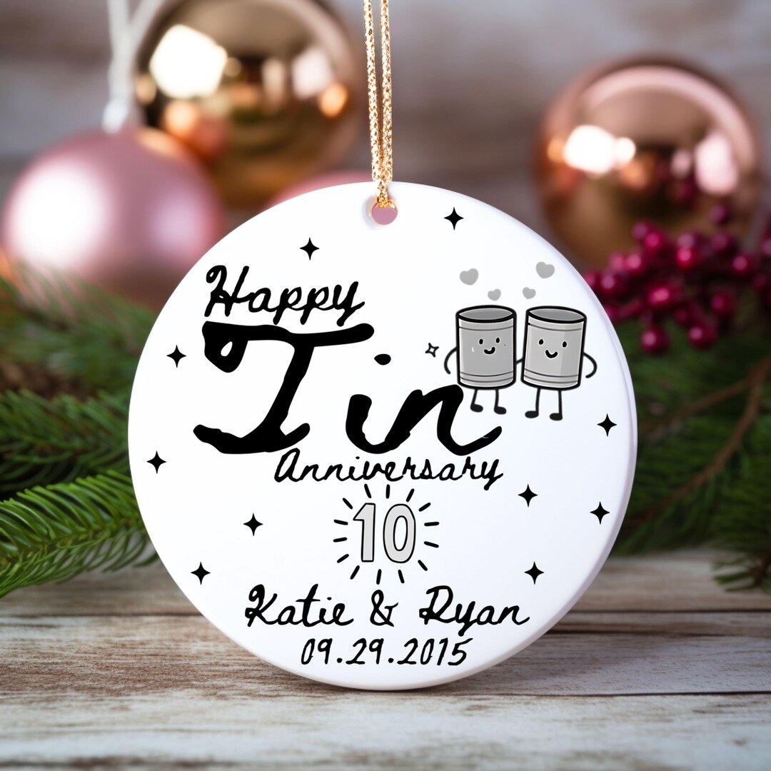 Personalized 10th Anniversary Ornament,happy Tin Anniversary Ornament ...