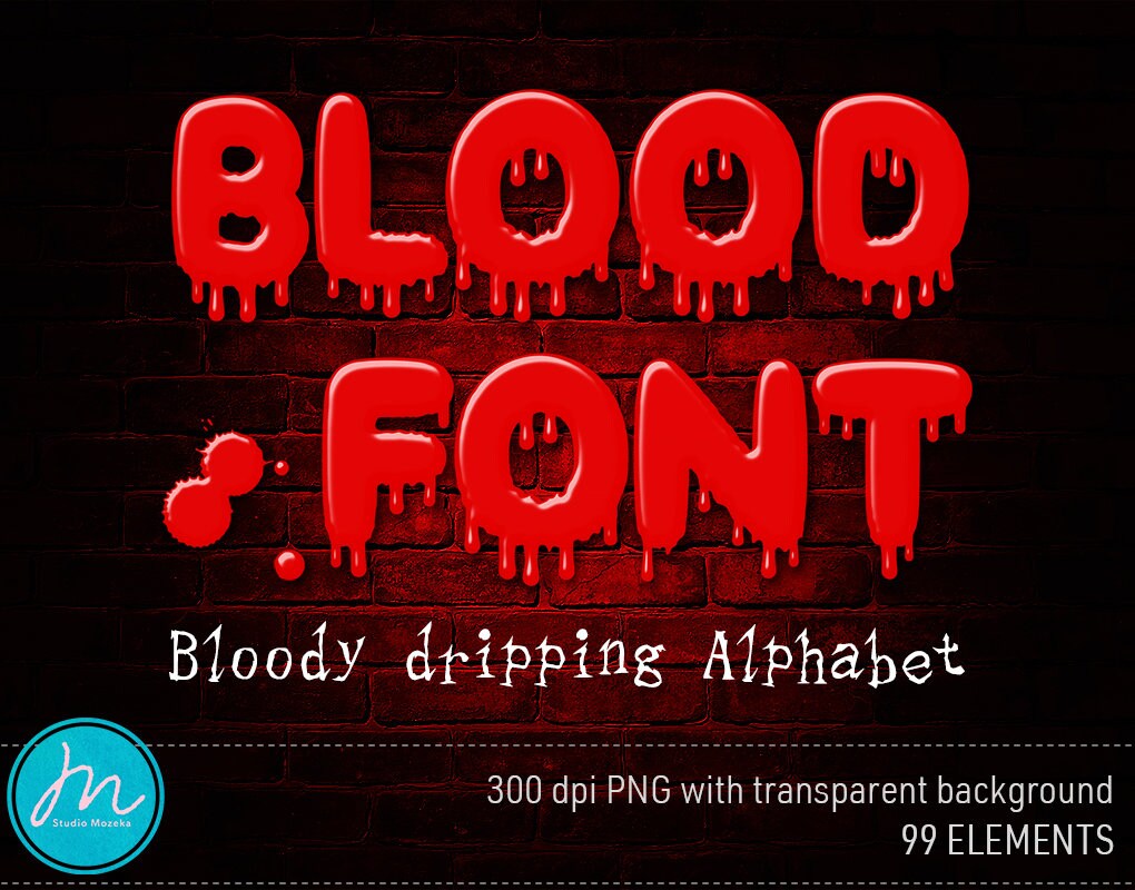 Spooky Alphabet With Blood Dripping Bloody Font Dripping Letters ...