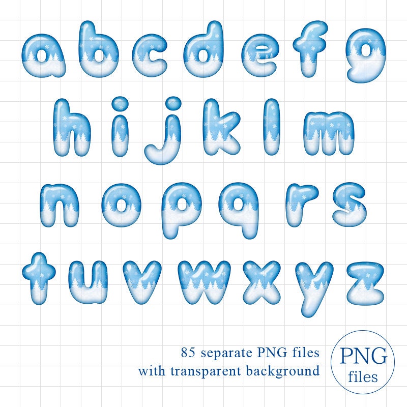 Blue Snow Scene Font Snowflakes Alphabet Snowy Christmas - Etsy UK