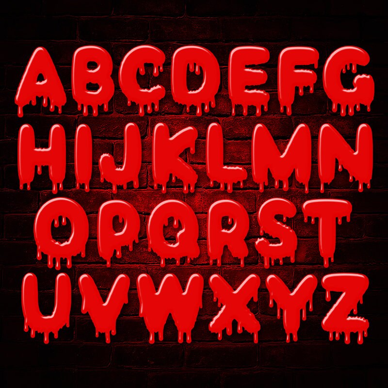 Spooky Alphabet With Blood Dripping Bloody Font Dripping Letters ...