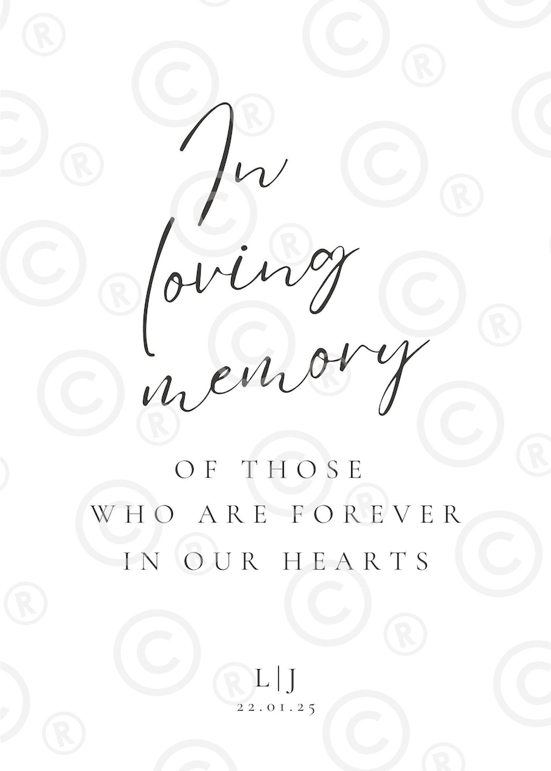 In Loving Memory Wedding Sign Template – Editable Printable Tribute ...