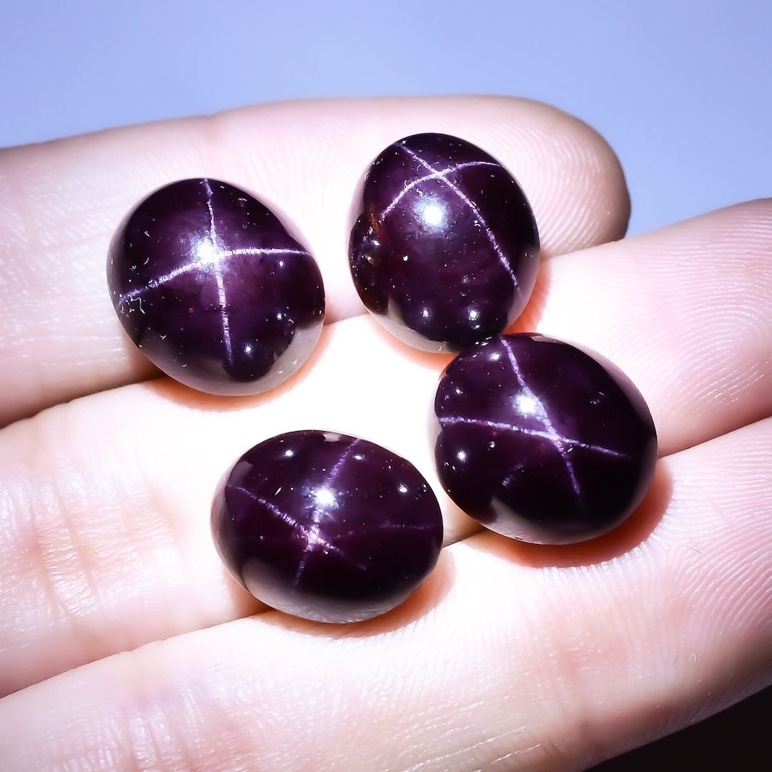Star Garnet Cabochon Gemstone Oval Shape for Making Jewelry 4 Pcs Pack ...