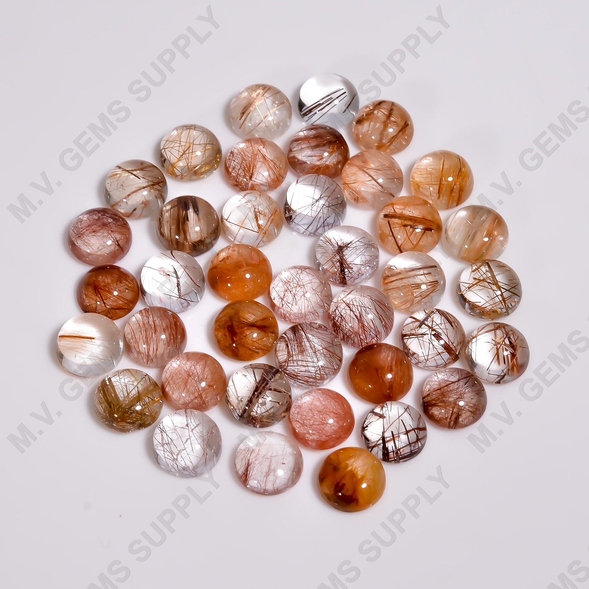 Natural Copper Rutilated Quartz Cabochon Calibrated Size Round Shape ...
