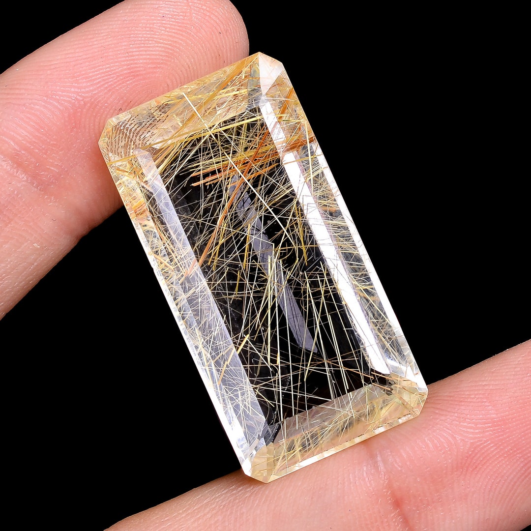 Rutilated Quartz Golden Rutile Faceted Radiant Shape Cut Stone for ...