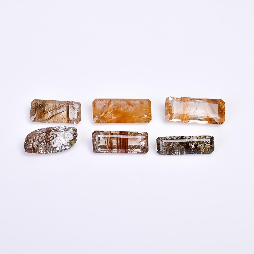 Multi Rutile Cut Copper Rutile Quartz Faceted Gemstone (6 Pcs Set) - Etsy