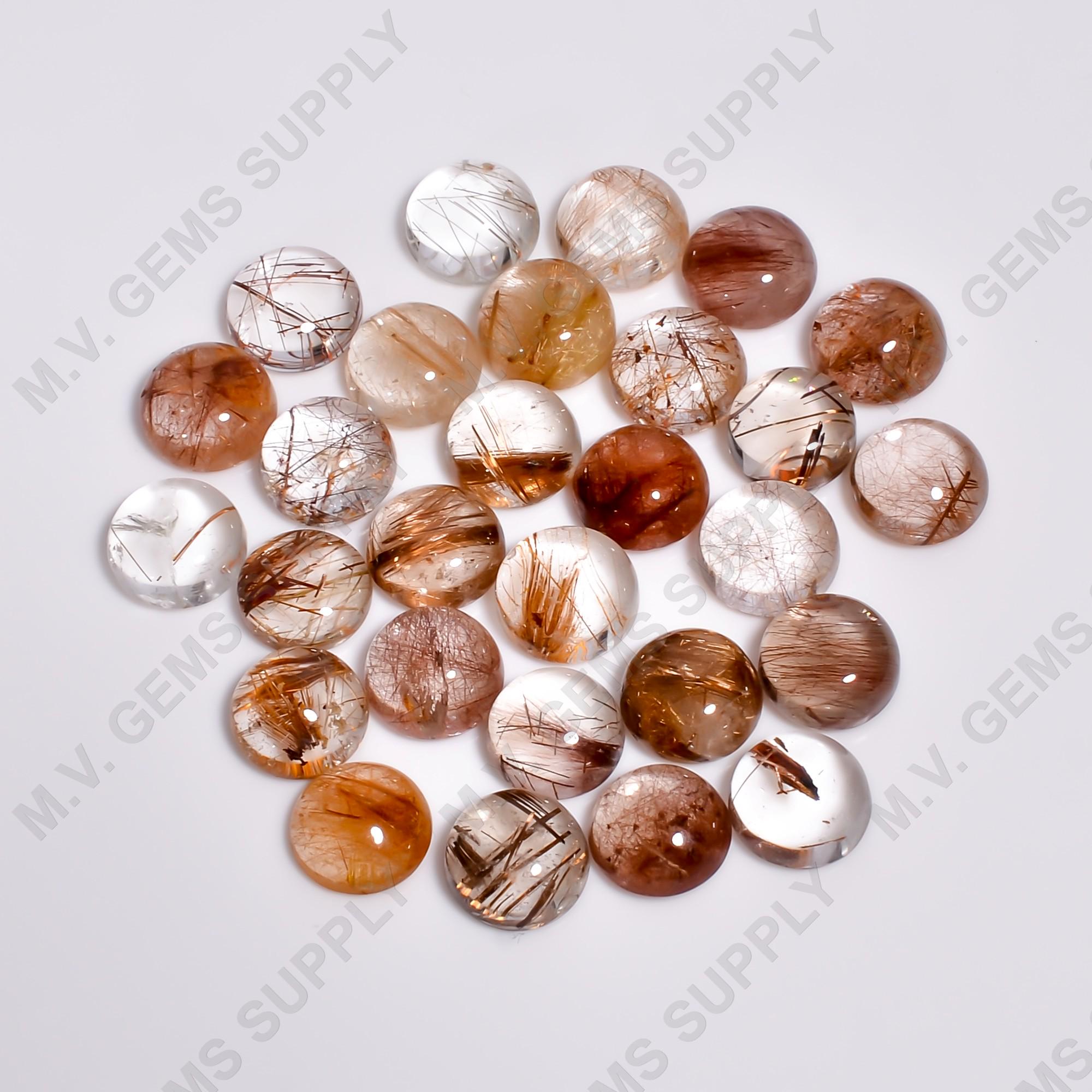 Natural Copper Rutilated Quartz Cabochon Calibrated Size Round Shape ...