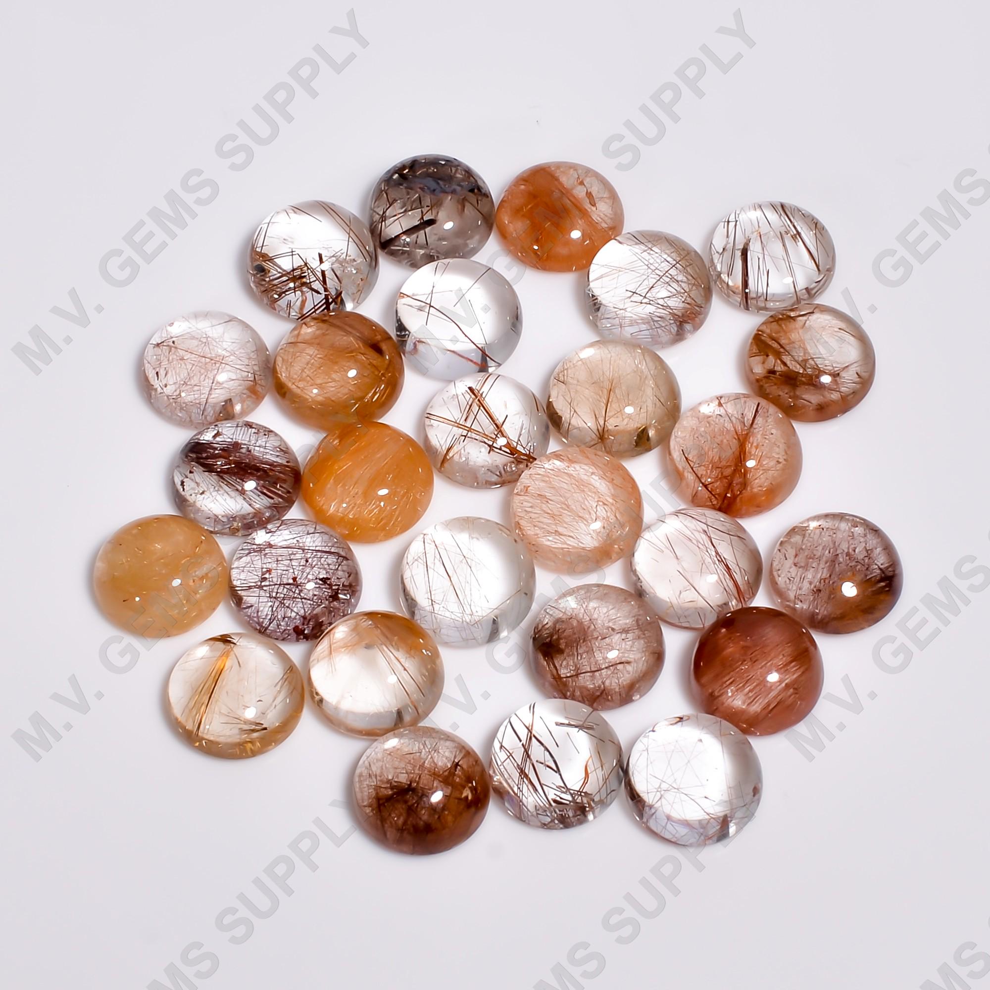 Natural Copper Rutilated Quartz Cabochon Calibrated Size Round Shape ...