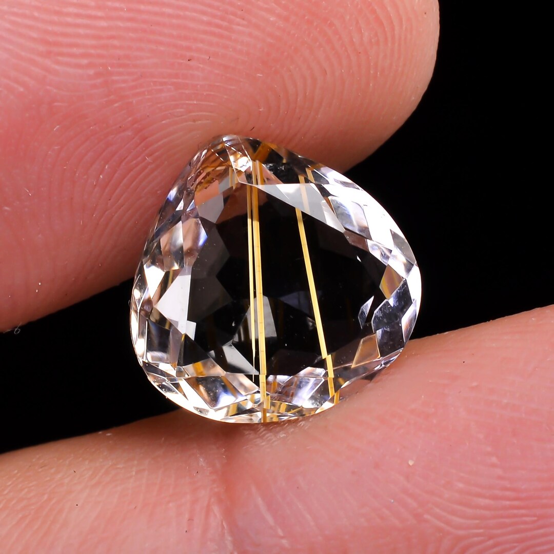 Golden Rutile Quartz Cut Stone, Heart Faceted Gemstone (11x11x6 Mm) - Etsy