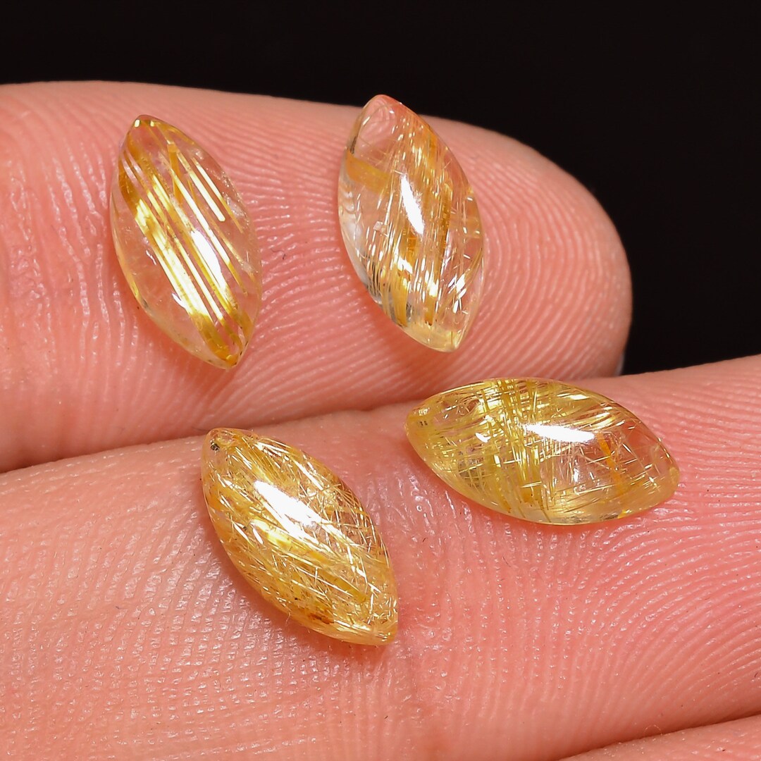 Rutilated Quartz Golden Rutile Gemstone Cabochon Marquise Shape for ...