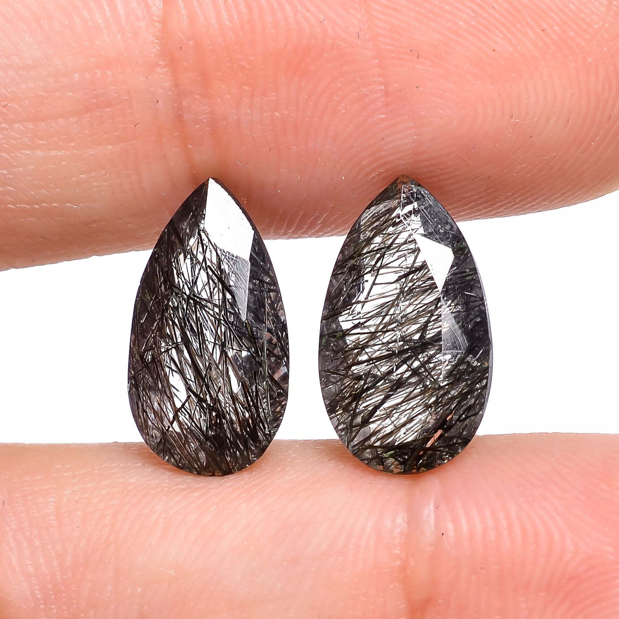 100% Natural Black Rutile Quartz Pairs Faceted Mix Shape | Etsy