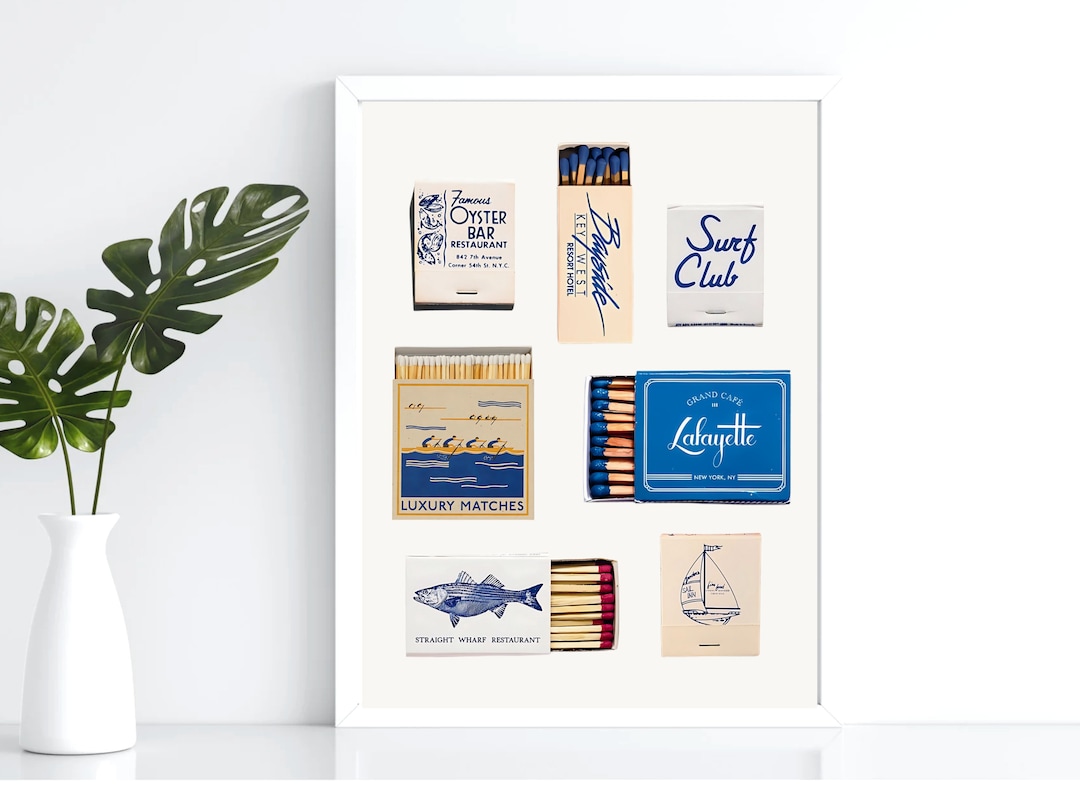 Matchbox Poster, Blue Aesthetic Wall Art, Digital Art, Matches Poster ...