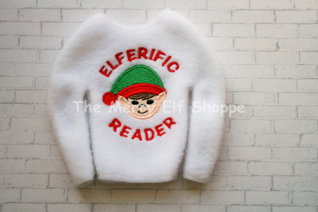 Christmas Elf Doll, Lets Read Elf Sweater, Reading Elf, Custom Doll ...