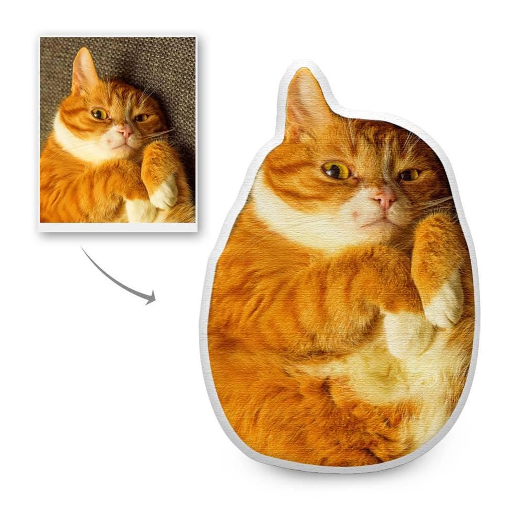 Custom Cute Cat Face Pillow Personalized Photo Shaped 3D Portrait ...