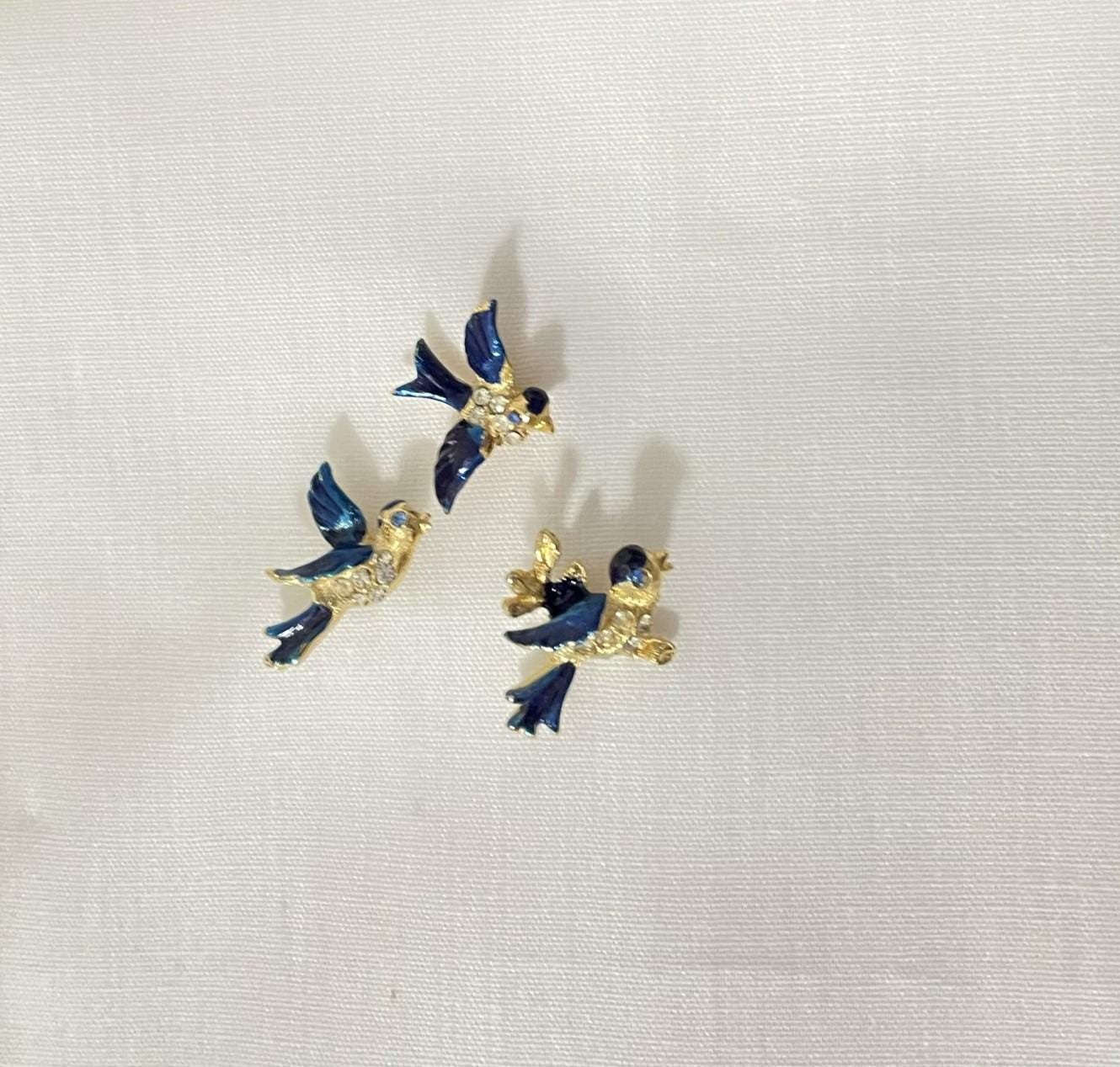 Vintage Blue Bird Scatter/snap Pins-set of 3 - Etsy