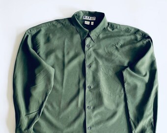 Dark Green Button up Shirt - Etsy