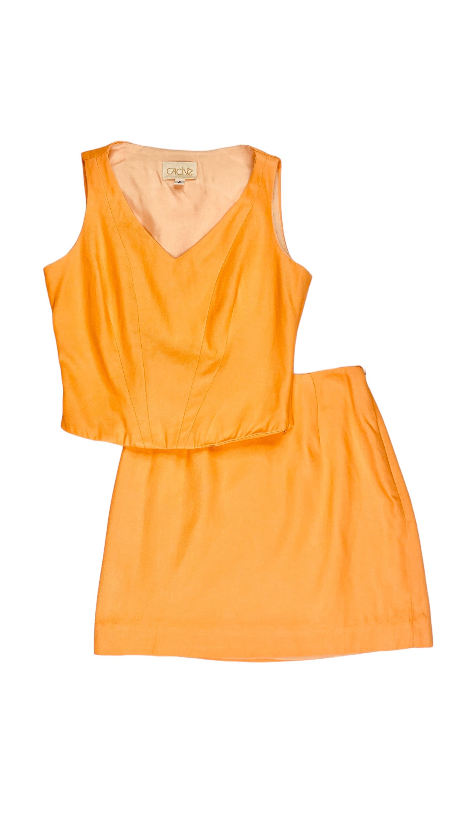 Vintage 90s CACHE Neon Orange Mini Skirt - Size 4 - Etsy