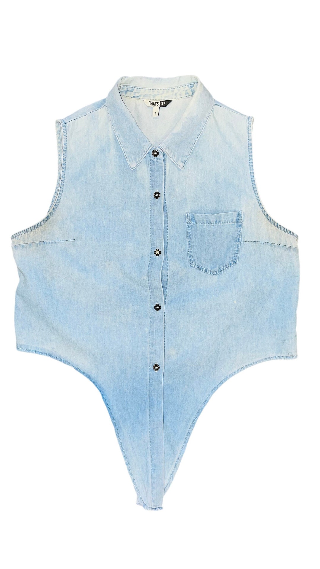 Vintage 90s Light Blue Denim Button up Cropped Tank Top - Size 6 - Etsy