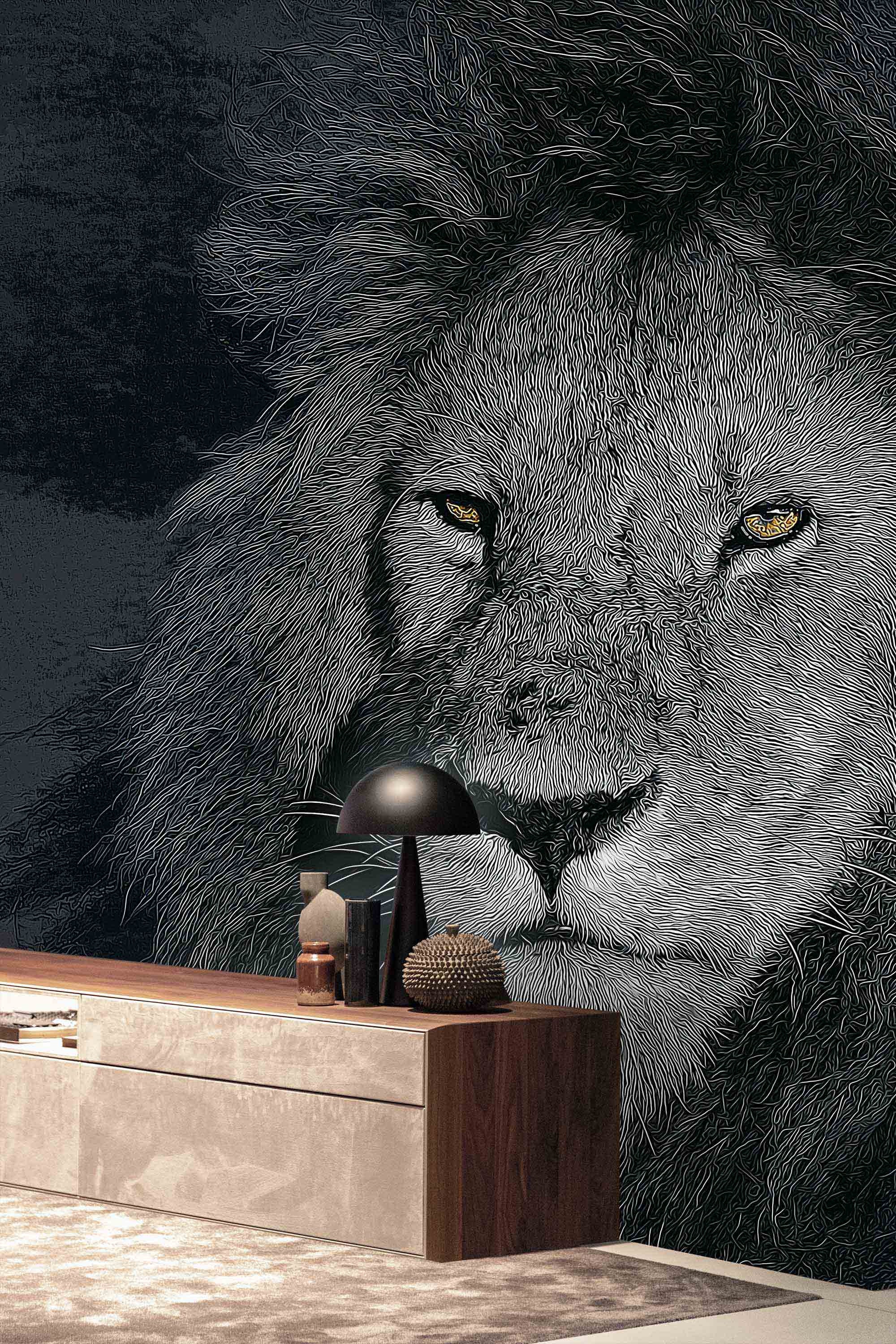 Wildlife Artwork, Animal Mural, Line Drawing Mural, Modern Mural, Deco ...