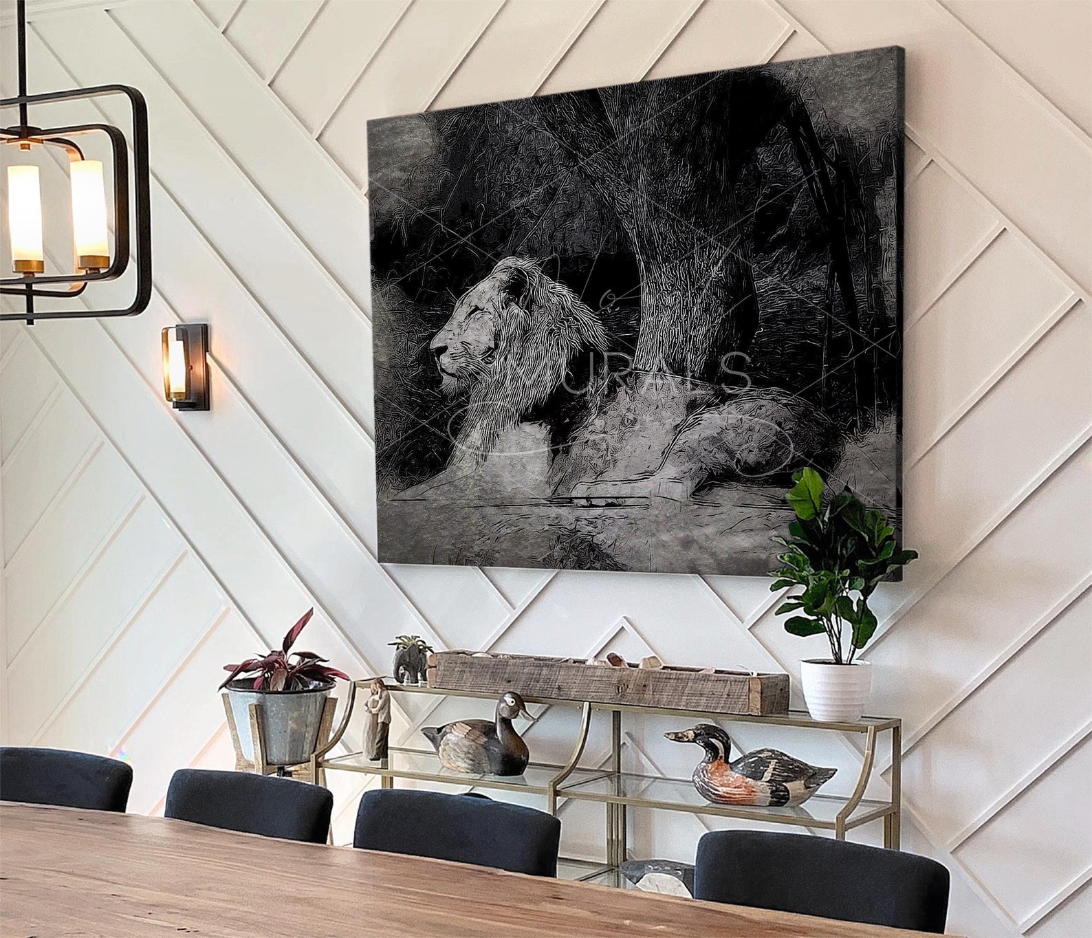 Lion Line Art, Wildlife Artwork, Digital Download, Printable, Digital ...