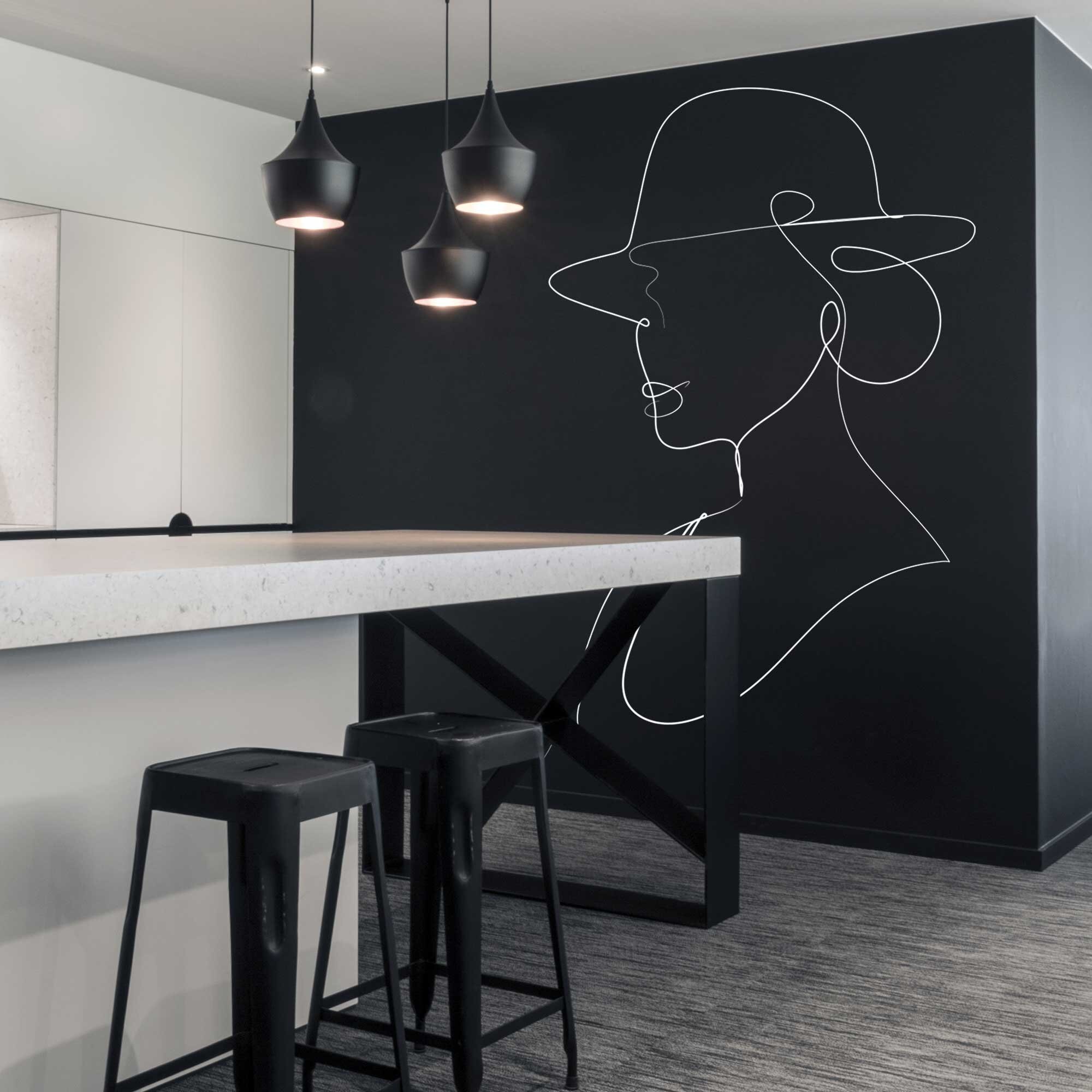Face Line Lady Legend, Face Line Mural, Modern Mural, Minimalist ...