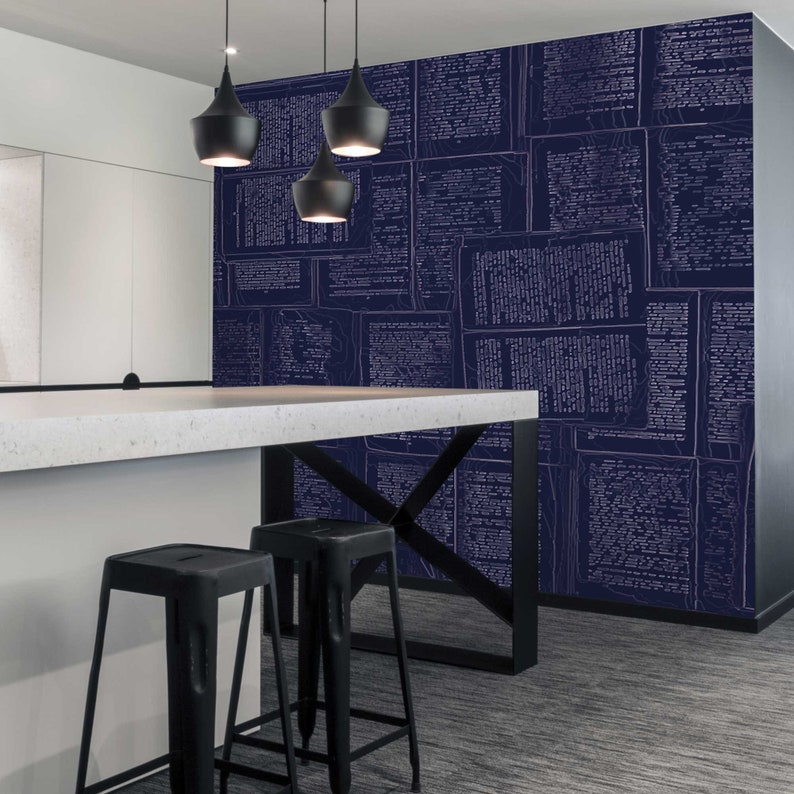 Book Wallpaper Unique Wallpaper Modern Mural Contemporary - Etsy