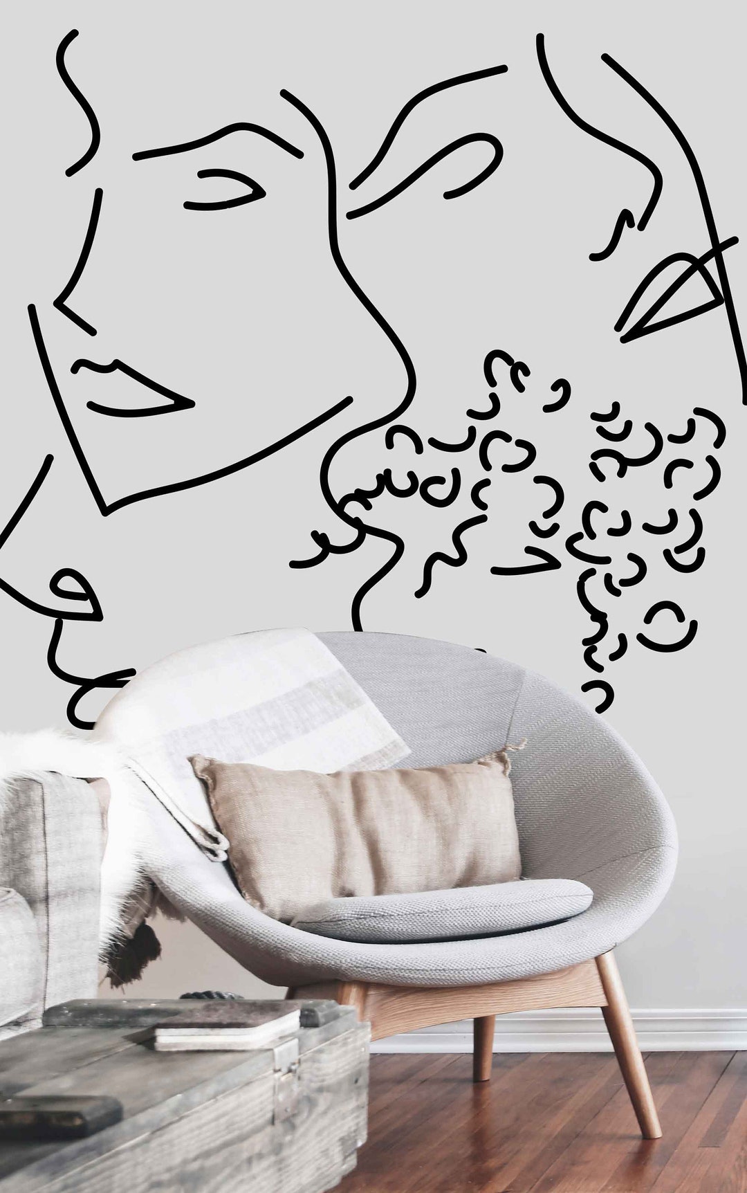 Line Art Wallpaper Minimalist Face Line Art Wallpaper Face - Etsy