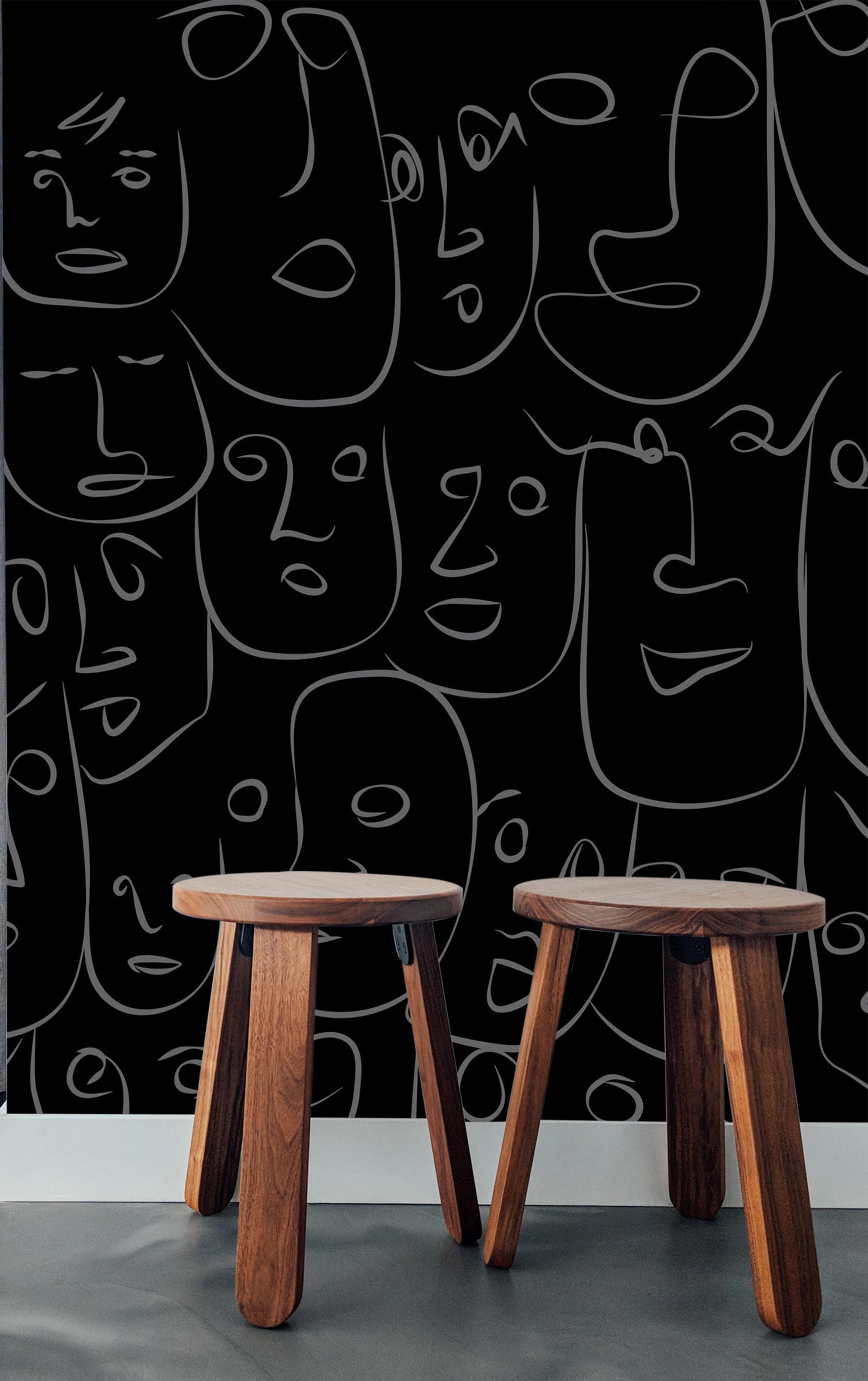 Face Line Muralabstract Muralminimalist Wallpaperunique - Etsy