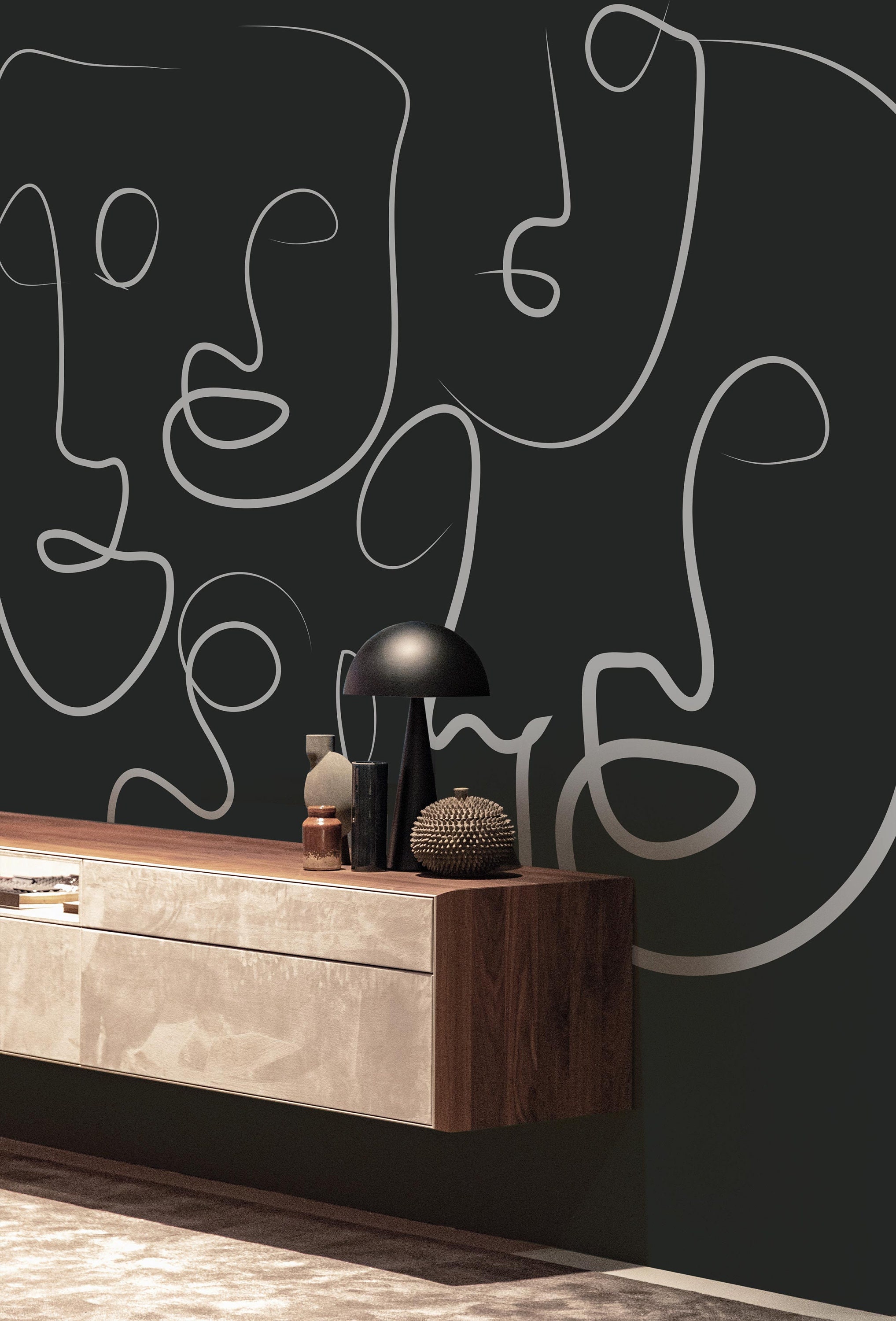 Face Line Muralabstract Muralmodern Muralminimalist - Etsy