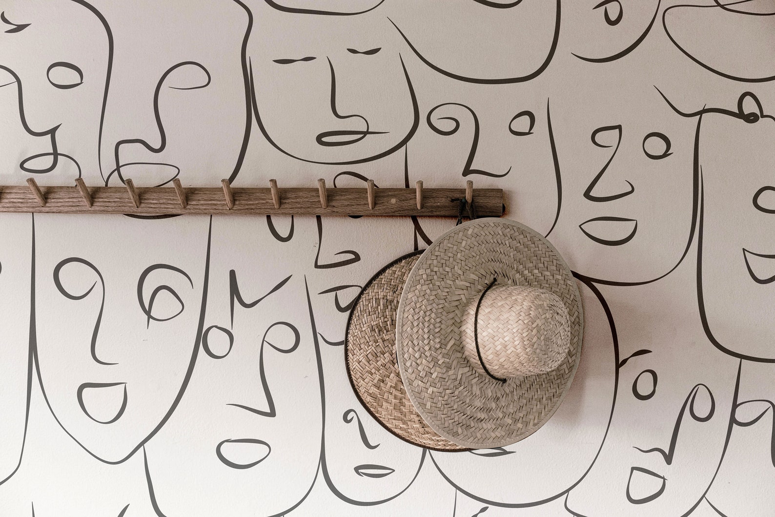 Face Line Mural,abstract Mural,minimalist Wallpaper,unique Mural ...