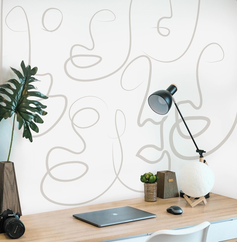 Face Line Muralabstract Muralmodern Muralminimalist - Etsy