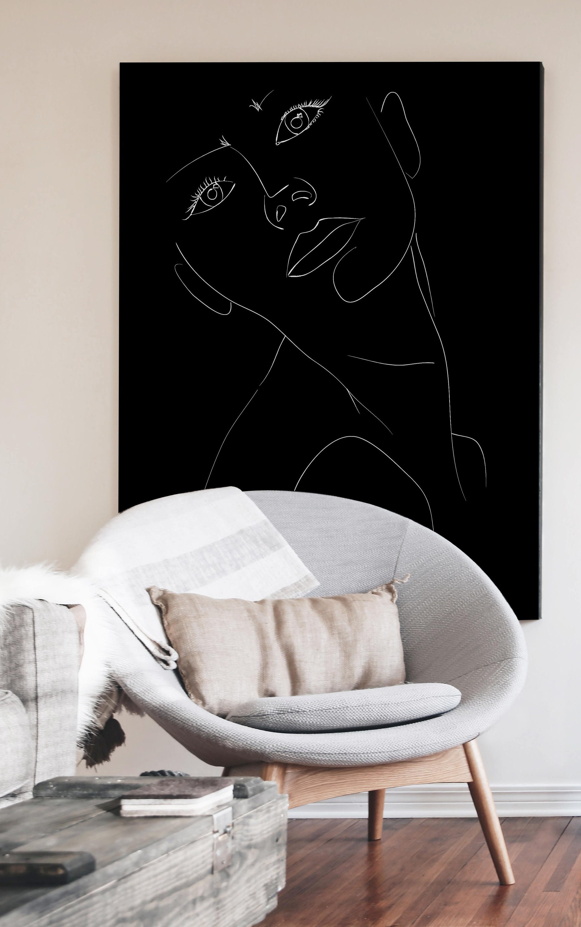 Face Line Mural Abstract Mural Modern Mural Minimalist - Etsy