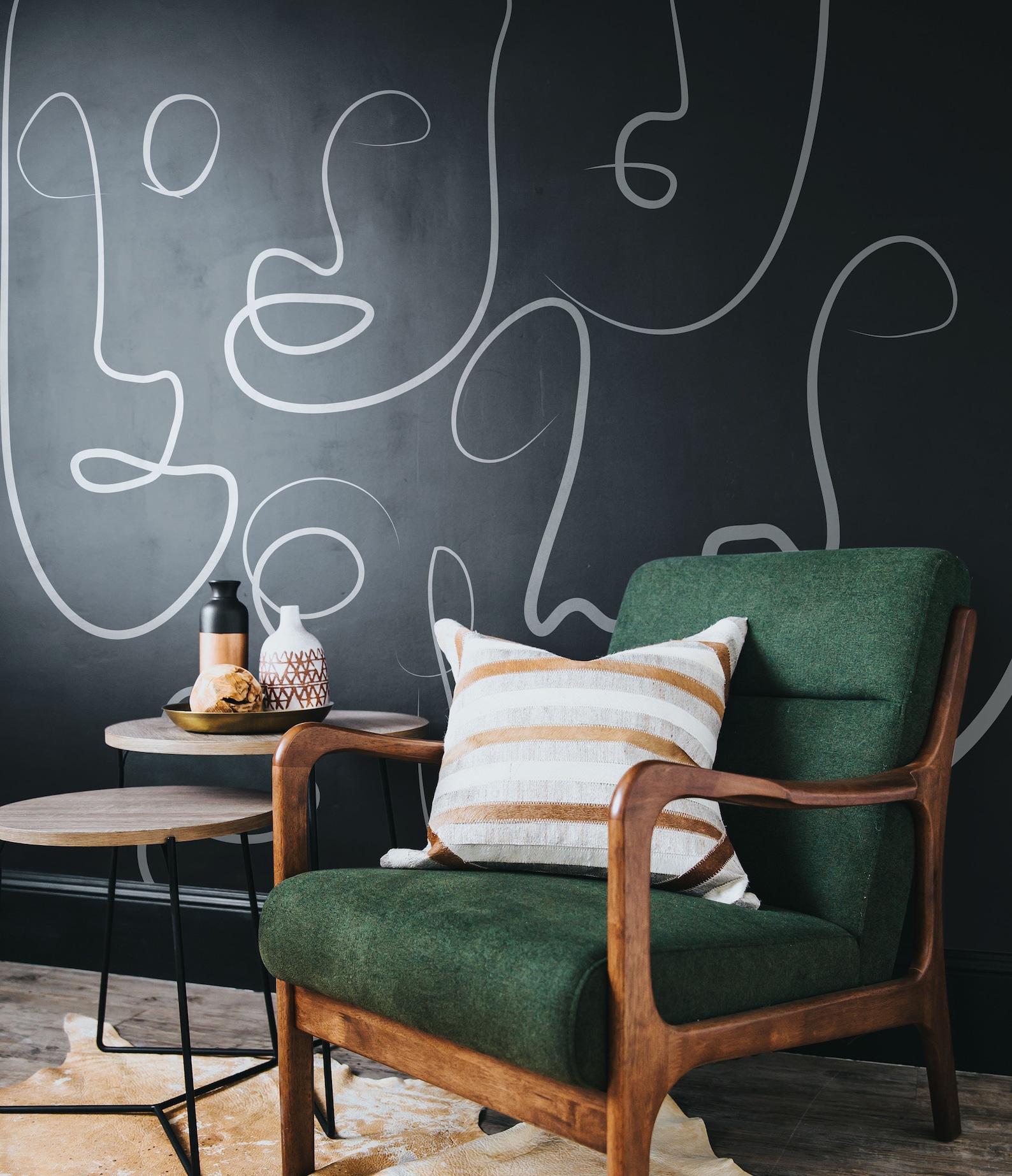Face Line Mural,abstract Mural,modern Mural,minimalist Wallpaper ...