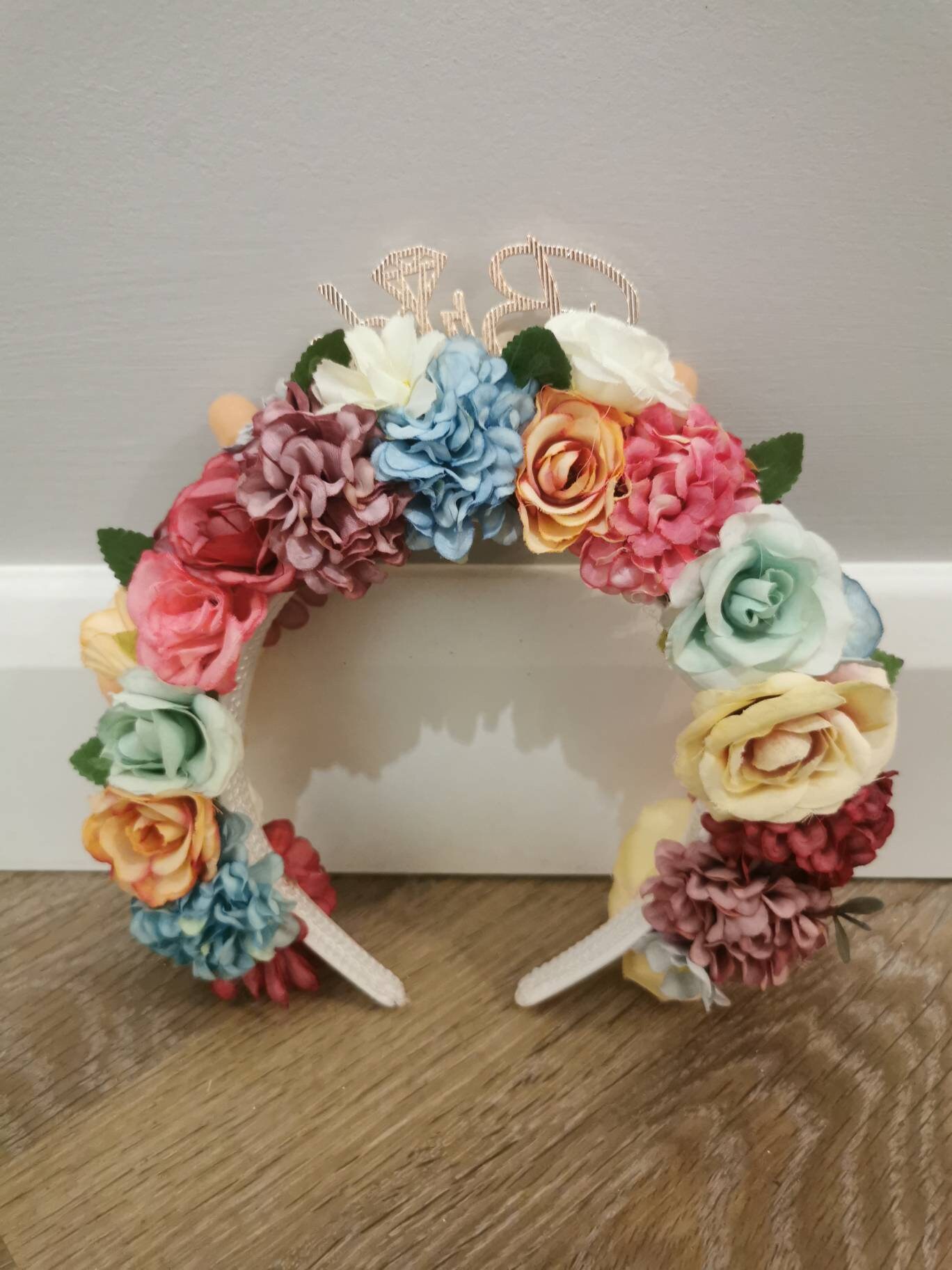 Hen Do Bride Willy Flower Crown with Bride and Veil | Etsy