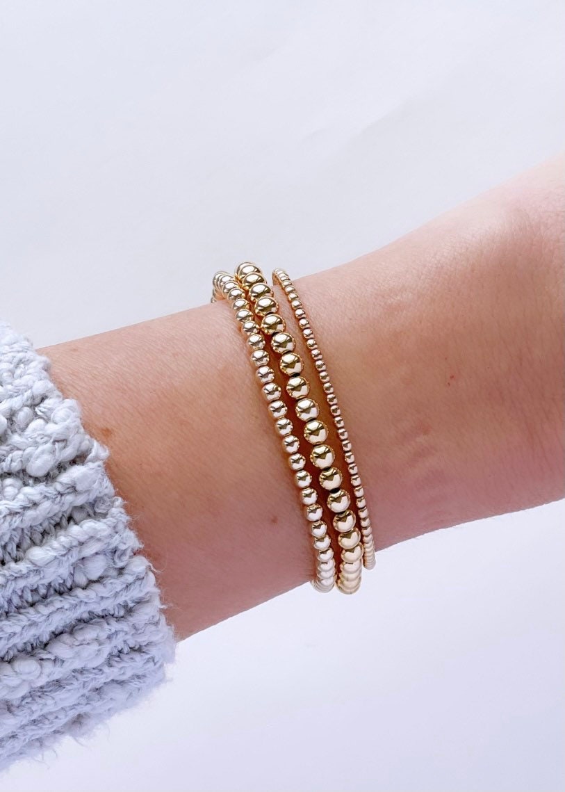 Mini Gold Digger Stack 14kt Filled yellow Gold Ball Beaded | Etsy