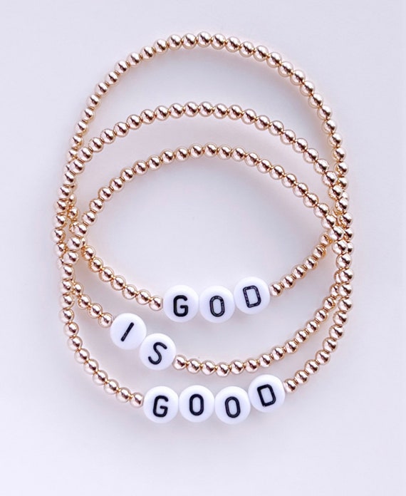 God is Good 14kt Filled Gold Ball Beaded Bracelets | Etsy