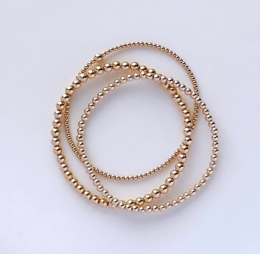 Mini Gold Digger Stack 14kt Filled yellow Gold Ball Beaded | Etsy