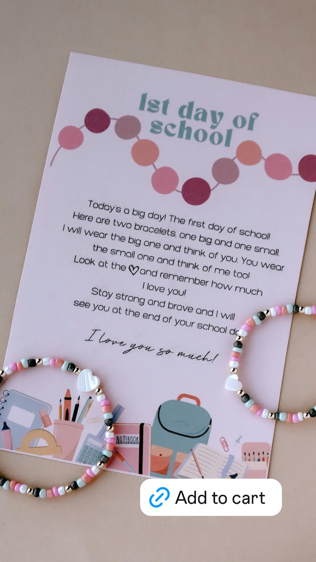 First Day of School Bracelet Back to School Beaded Bracelet Custom ...