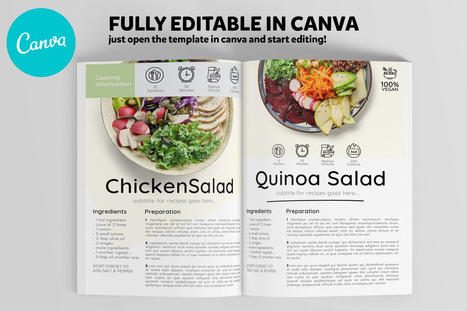 Cookbook Template Canva