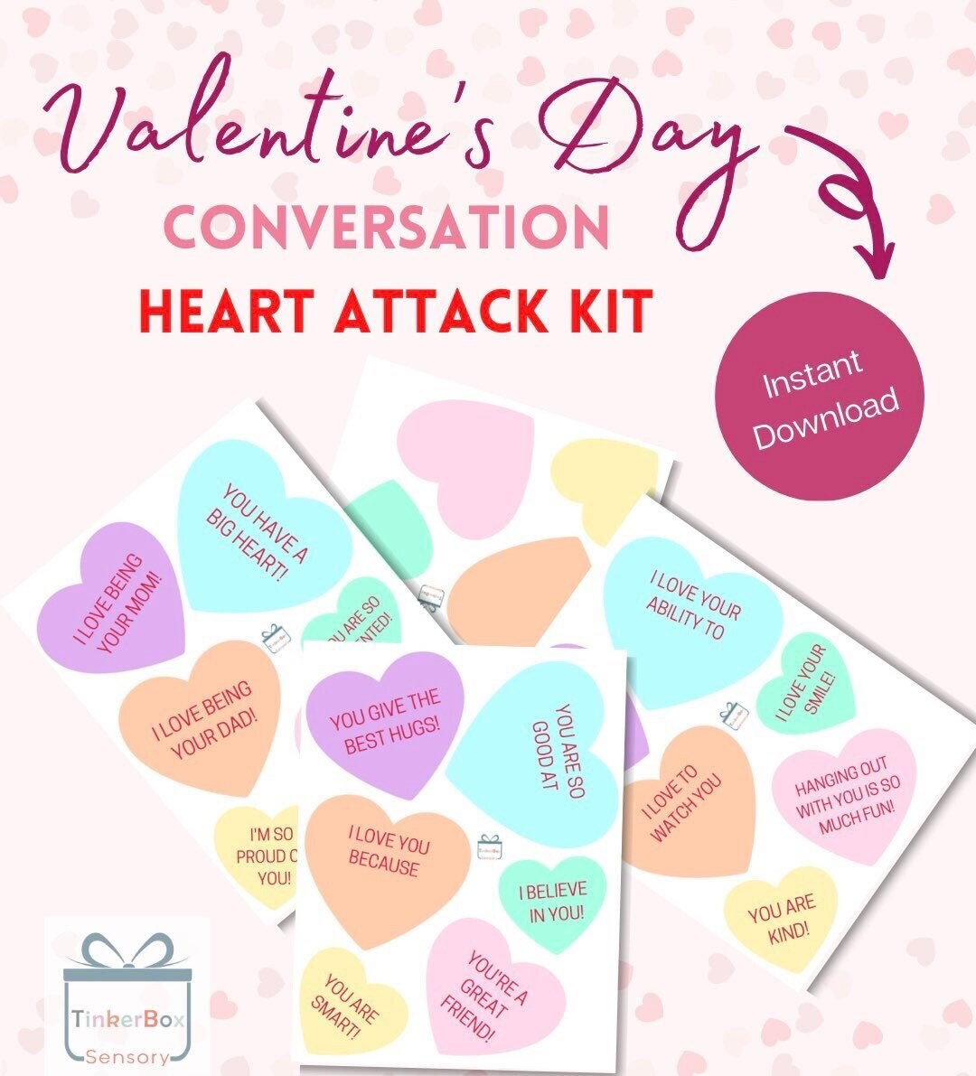 Valentine's Day Conversation Heart Attack Kit INSTANT DOWNLOAD, Love ...