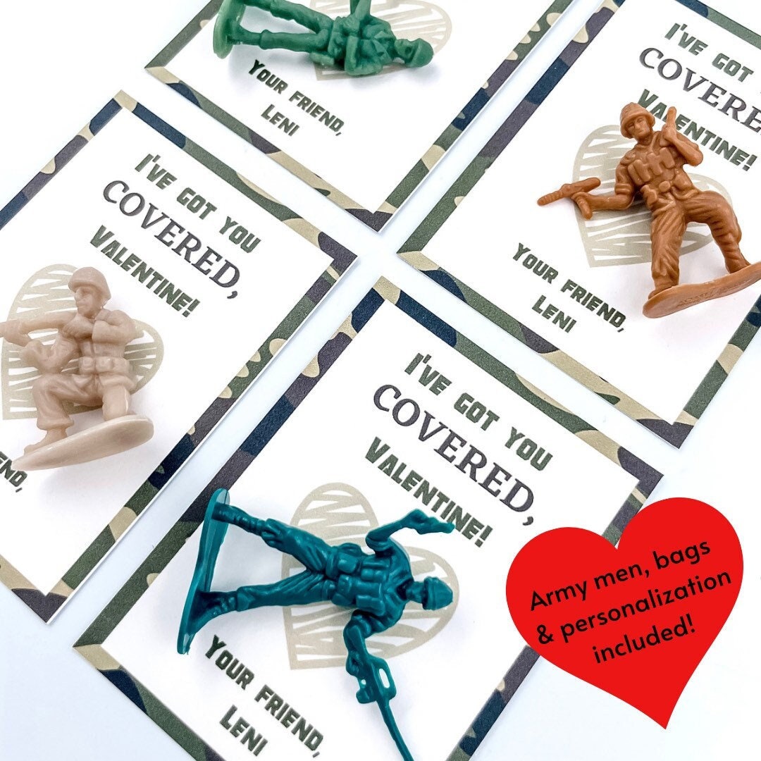 Soldier Valentine Cards, Assembled Camo Army Men Class Favors, Unique ...