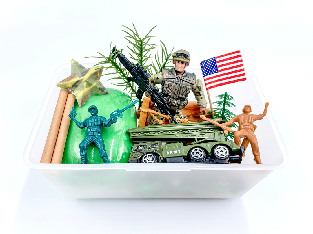 Military Play Dough Kit, Soldier Hero Sensory Bin, U.S. Army Busy Box ...