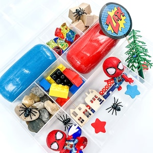 Spider-man Inspired Play Dough Kit, Superhero Sensory Bin, Spidey Busy ...