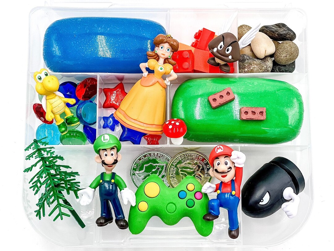 Super Mario Bros. Inspired Play Dough Kit, Luigi Sensory Bin, Princess ...