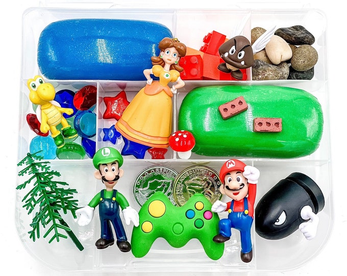 Super Mario Bros. Inspired Play Dough Kit, Luigi Sensory Bin, Princess ...
