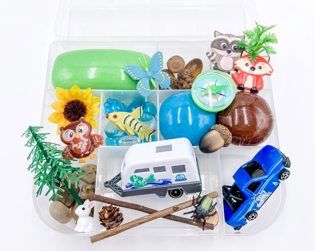 Camping Play Dough Kit, Nature Sensory Bin, Camper Vacation Busy Box ...