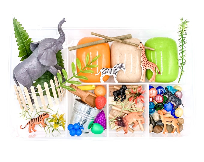 Zoo Play Dough Kit, Animal Play Dough Kit, Zoo Sensory Play, Animal ...