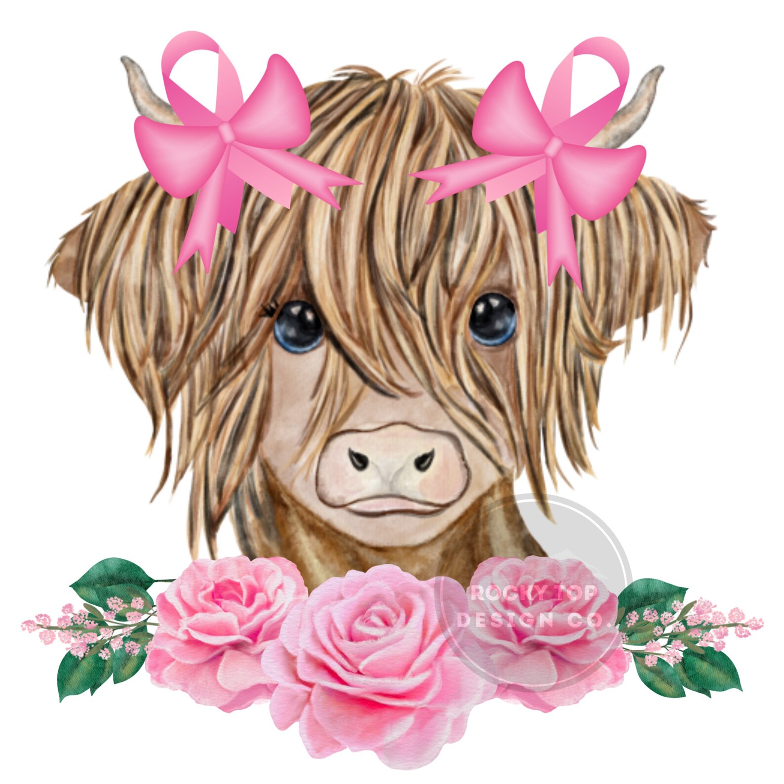 Breast Cancer Highland Cow With Pink Bowsbreast Cancer Ribbon | Etsy