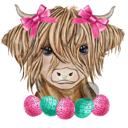 Girly Longhorn Cow EASTER Cute Cow Bunny Digital Download - Etsy